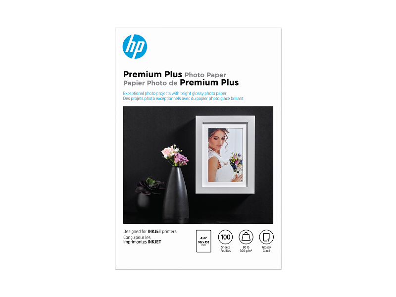 HP Premium Plus Photo Paper Glossy 80 lb 4 x 6 in. (101 x 152 mm) 100 ...