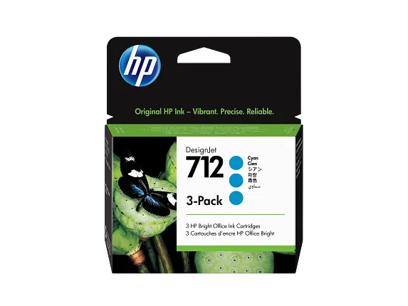 712 Cyan DesignJet Ink Cartridge 3-Pack, 3ED77A - HP® Store