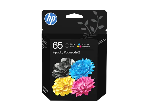 HP 65 2-pack Black/Tri-color Original Printer Ink Cartridges, T0A36AN#140